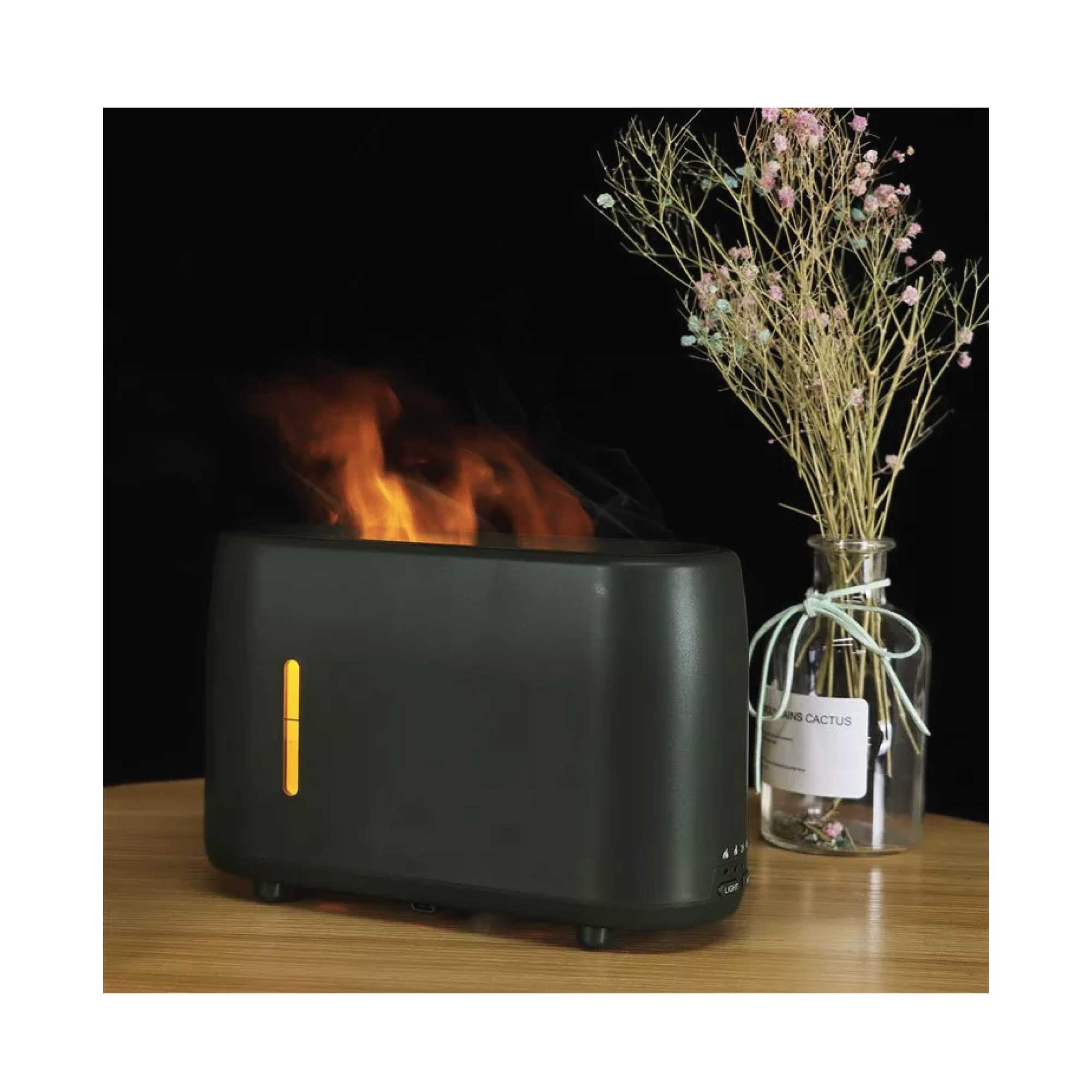 Essential Oil Aroma Diffuser and Remote - Grey 240ml Flame Fire Style ...