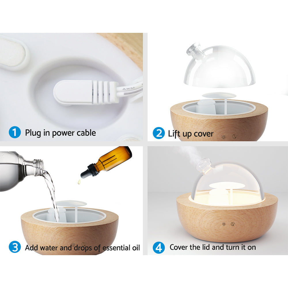 Devanti Aroma Diffuser Humidifier Purifier Glass Dome - Aroma Diffusers